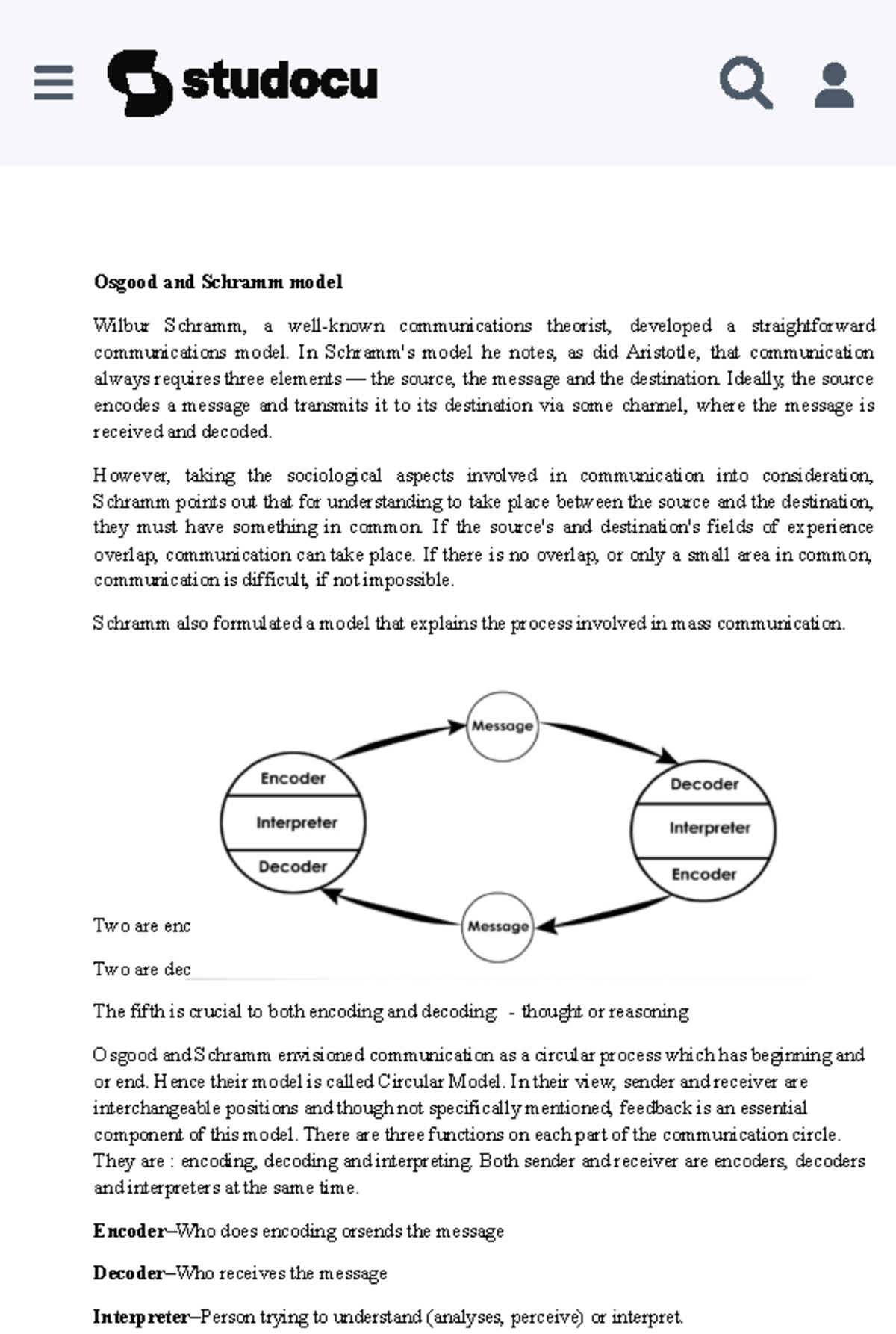 Oral Communication Processing - Osgood and Schramm model Wilbur Schramm ...