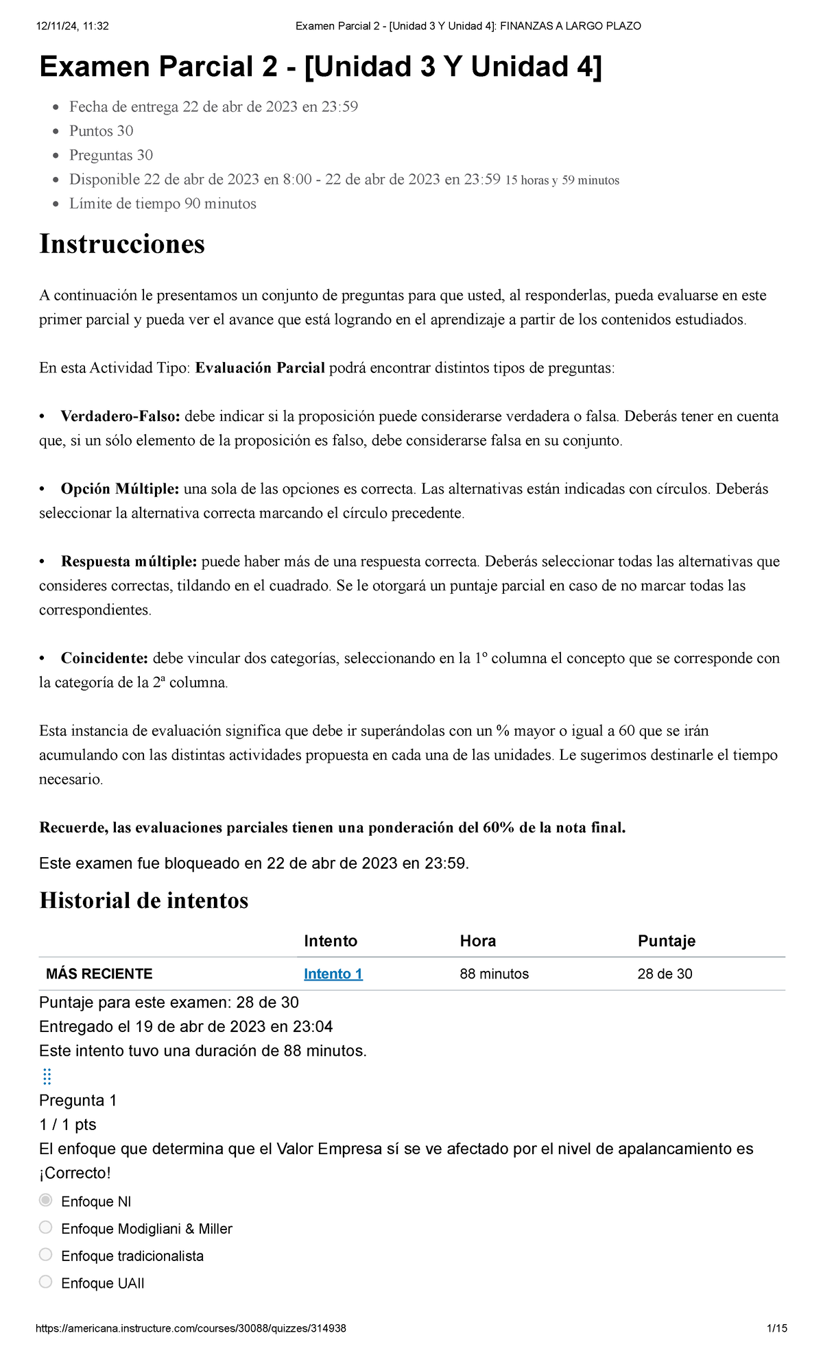 Examen Parcial 2 - [Unidad 3 Y Unidad 4] Finanzas A Largo Plazo ...
