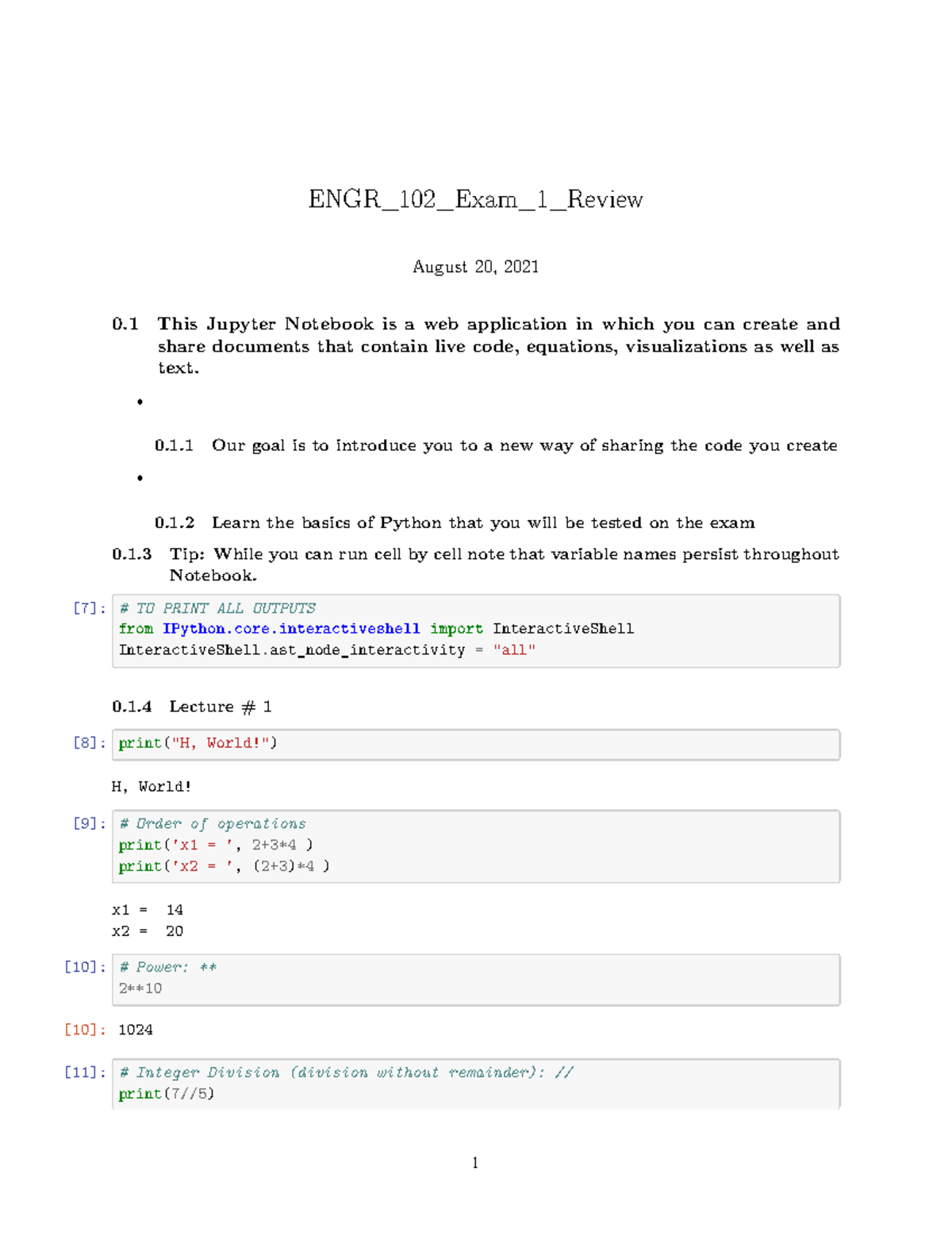 ENGR 102 Exam 1 Review - Study guide - ENGR_102_Exam_1_Review August 20, 2021 0 This Jupyter ...