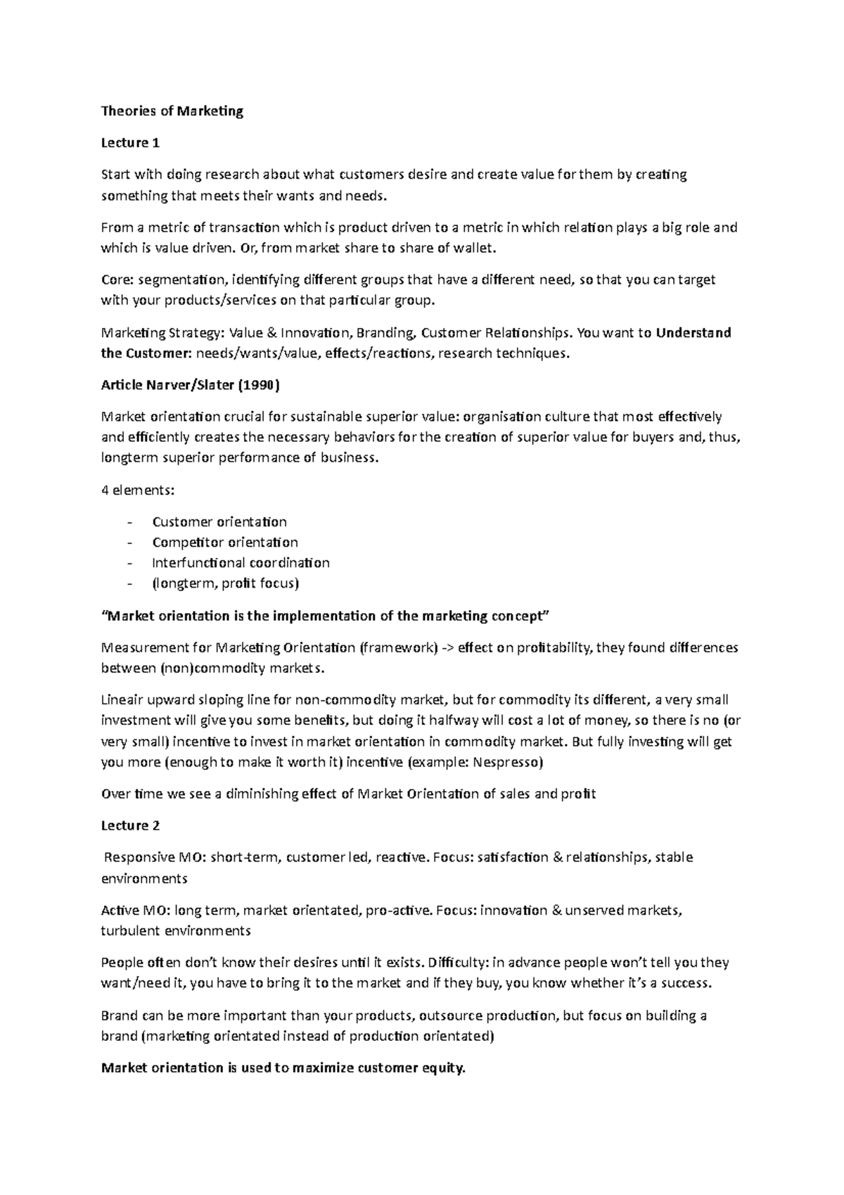 Theories of Marketing Lectures - Theories of Marketing Lecture 1 Start ...