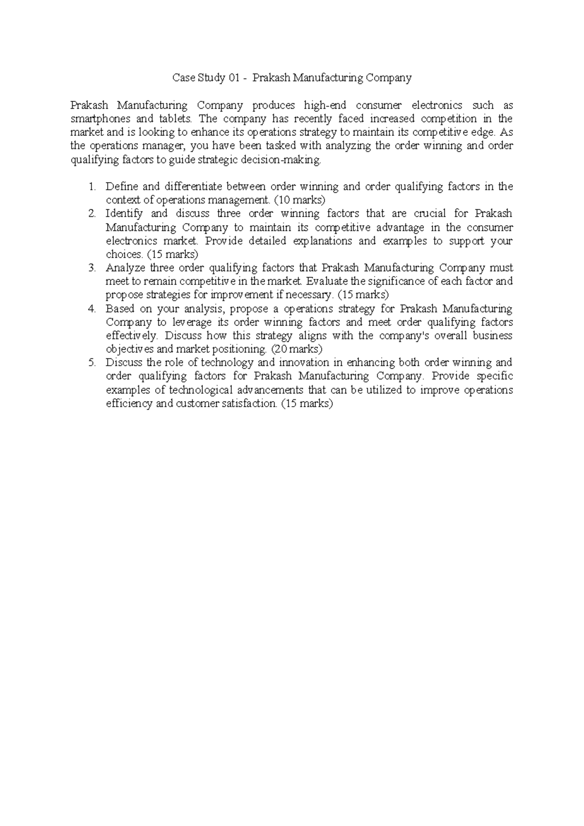 Case Study 01docx - Human resource management - Case Study 01 - Prakash Manufacturing Company ...