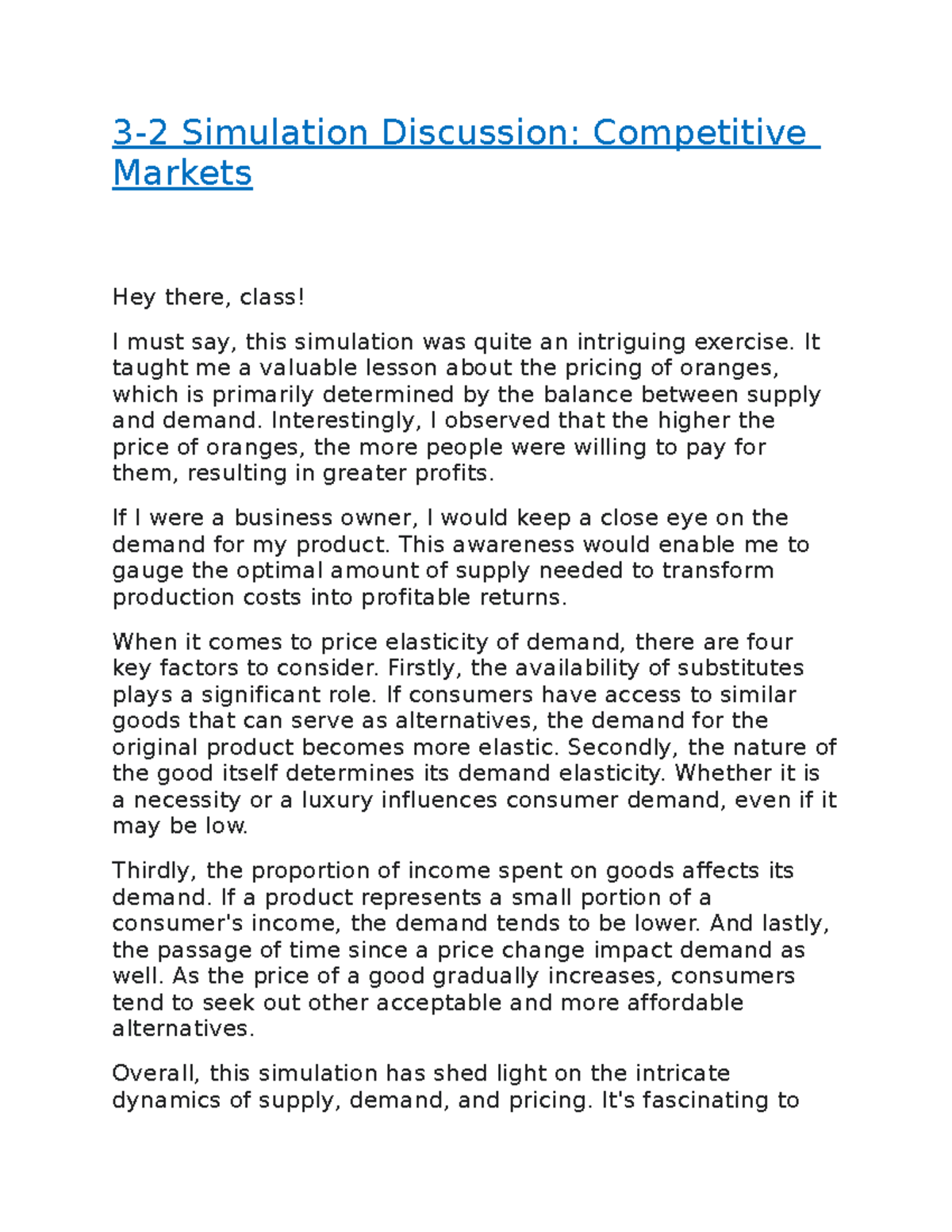 Module Three Stimulation Discussion - 3-2 Simulation Discussion ...