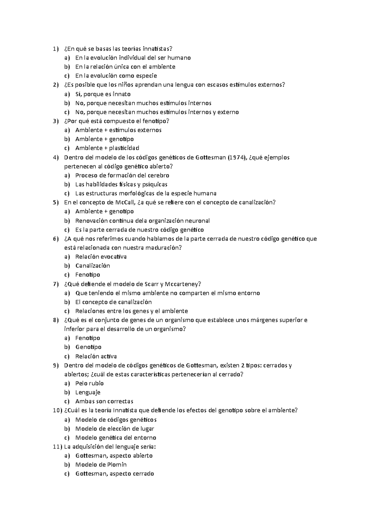 Examen trivial varios temas - ¿En qué se basas las teorías innatistas ...