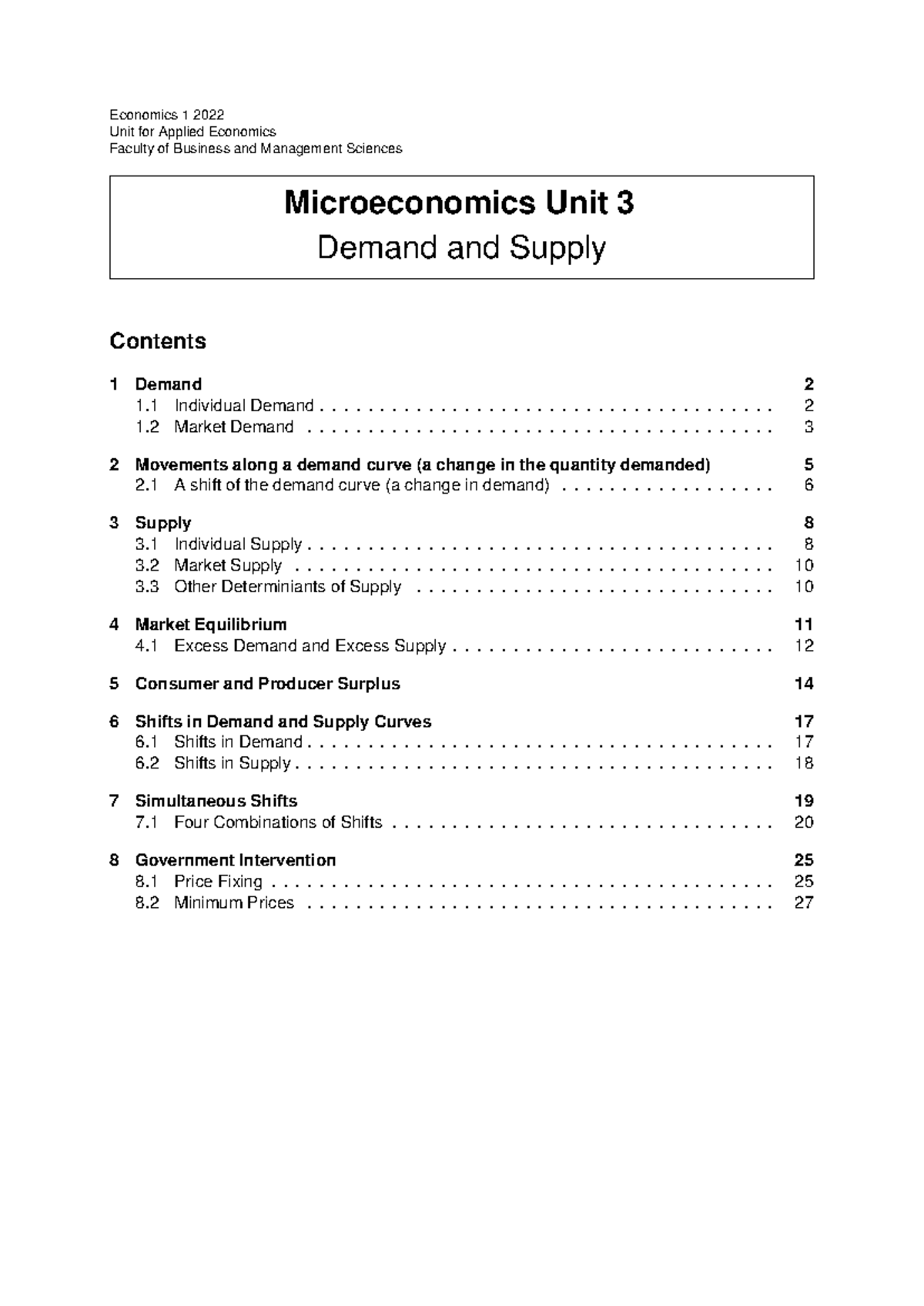 Microeconomics-3 - economics 150s - Unit for Applied Economics Demand ...