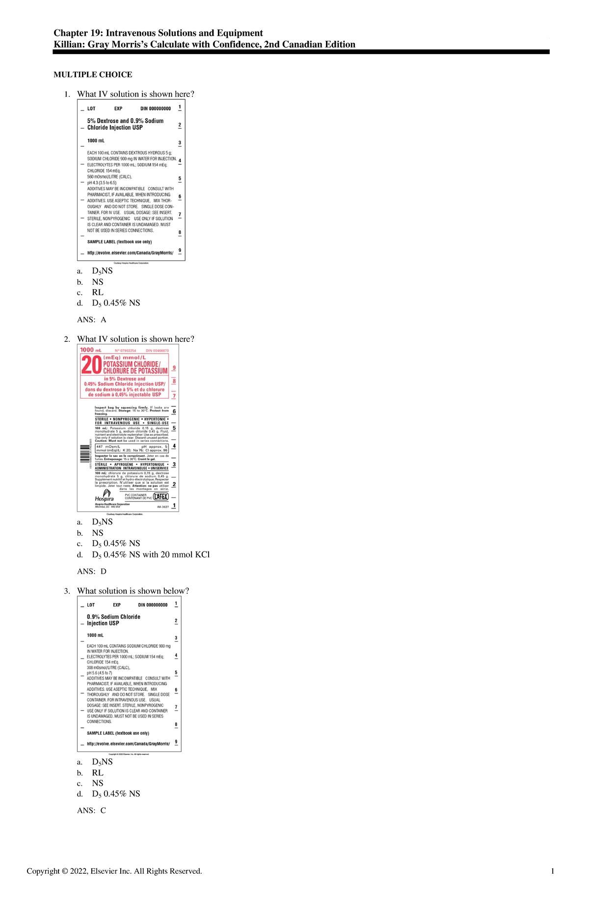 Exam View - Chapter 19 - nsns - Copyright © 2022, Elsevier Inc. All ...