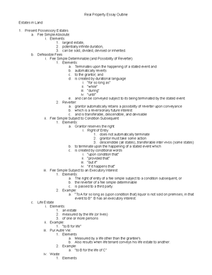 Real Property Essay Outline - Real Property Essay Outline Estates in ...