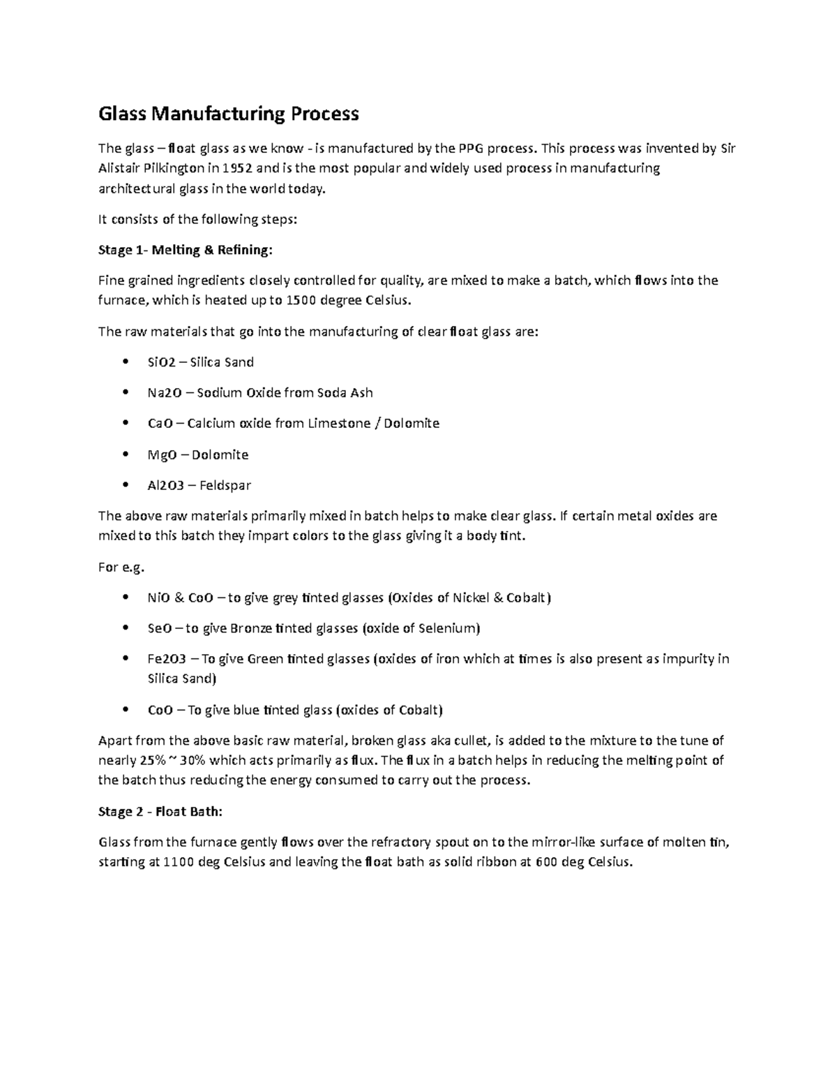 Glass Manufacturing Process - This process was invented by Sir Alistair ...