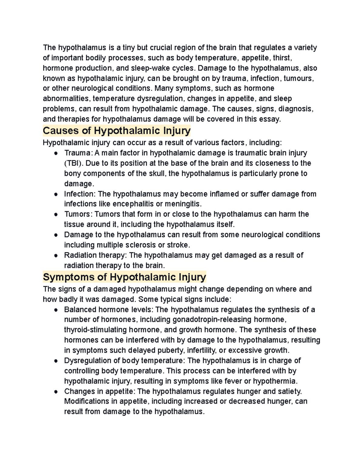 Hypothalamic Injury - How they injure the glands in the brain - The ...