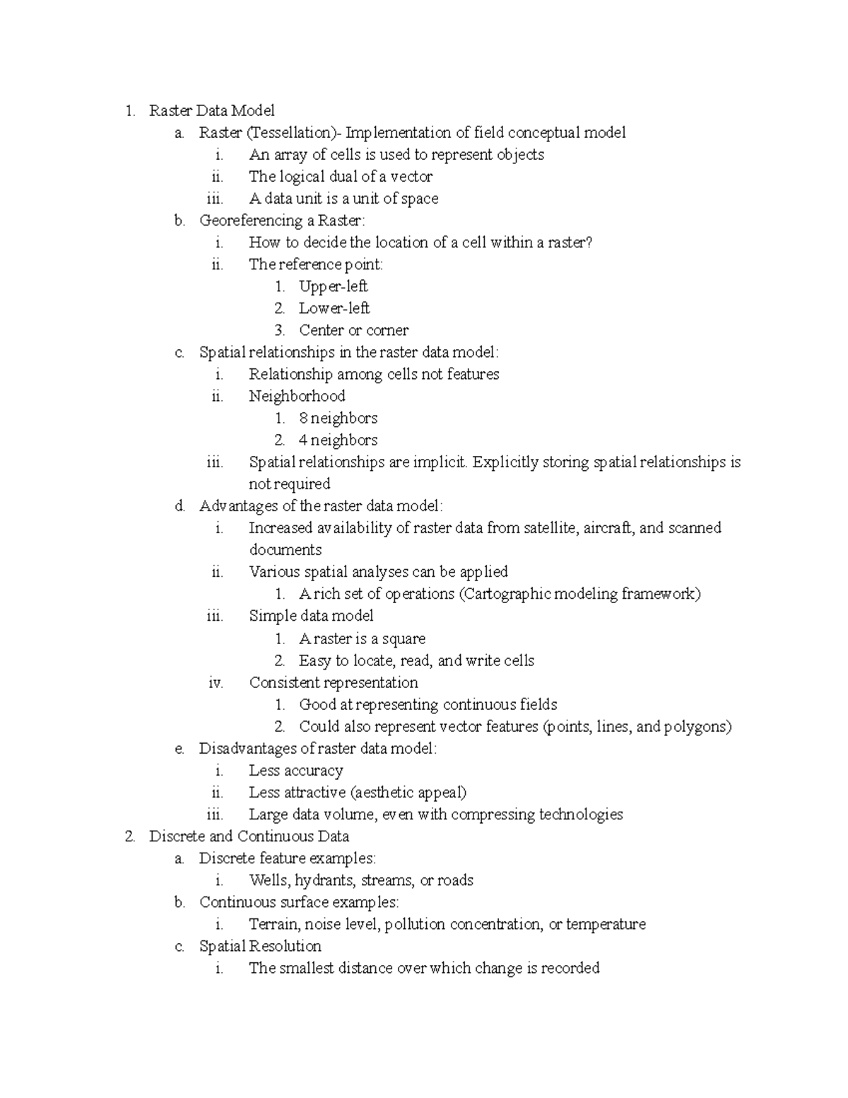 GHY 5812 Mideterm Quiz 1 Study Guide pt. 3 - Raster Data Model a ...