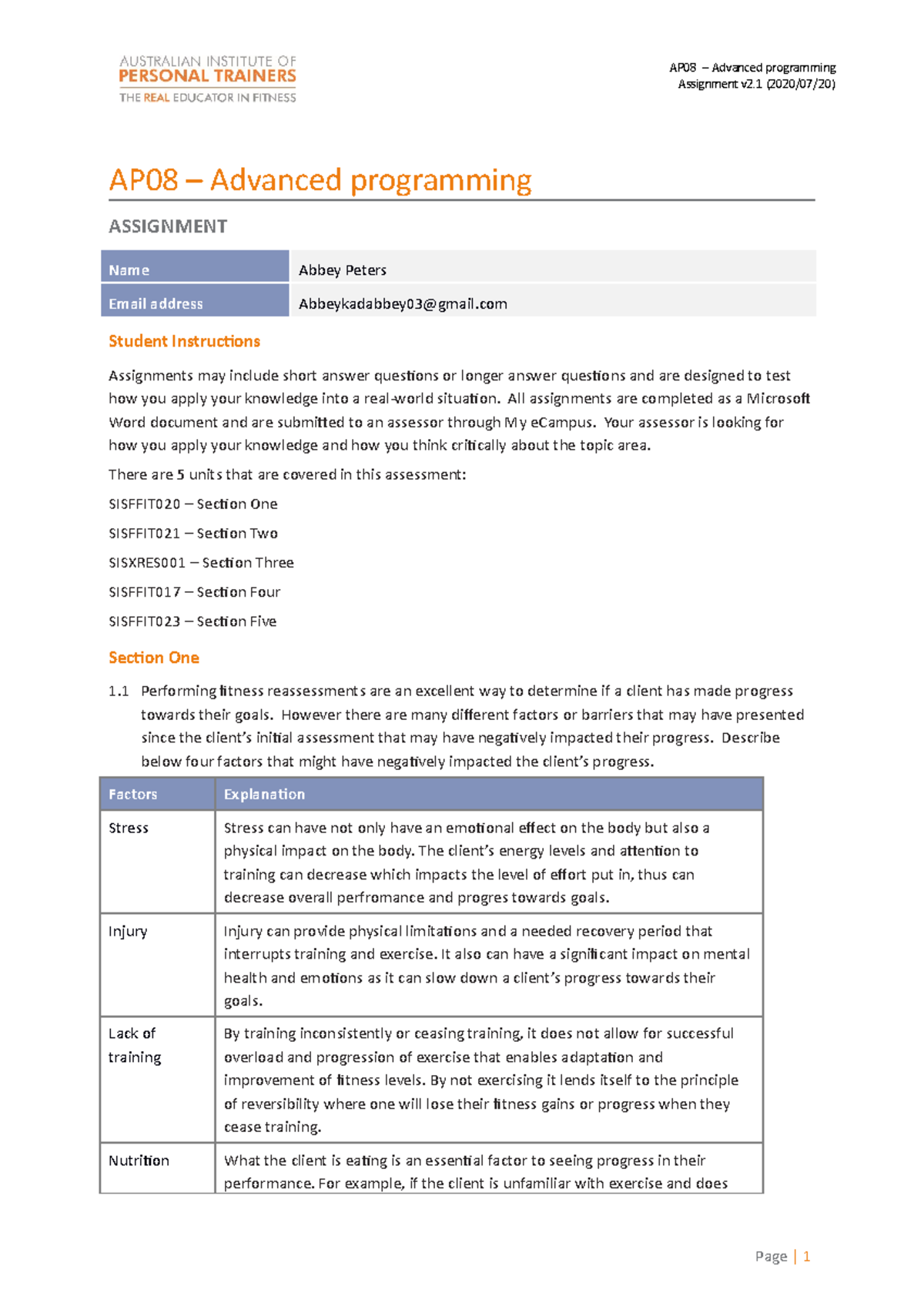 AP08 Assignment- Final - AP08 – Advanced programming ASSIGNMENT Name Abbey Peters Email address ...