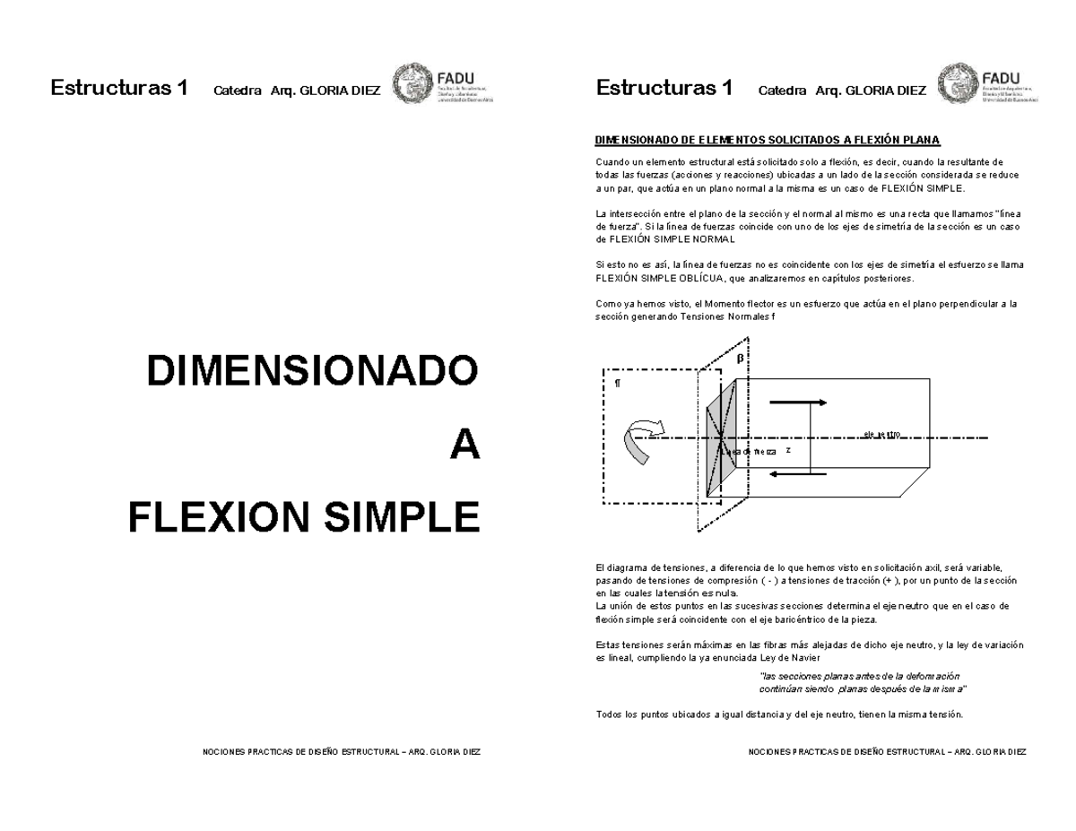 FADU Dimensionado A Flexion Planapdf - DIMENSIONADO A FLEXION SIMPLE DIMENSIONADO DE ELEMENTOS ...