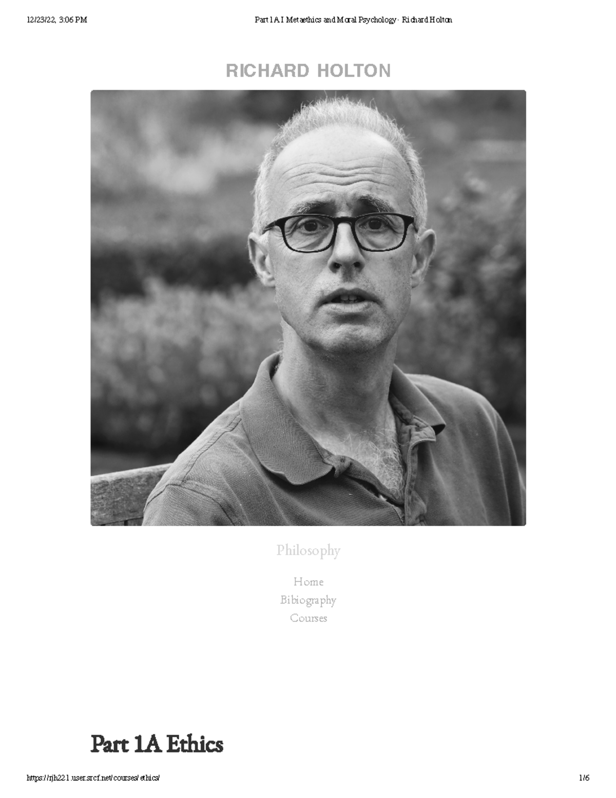 Part 1A I Metaethics and Moral Psychology · Richard Holton - RICHARD ...