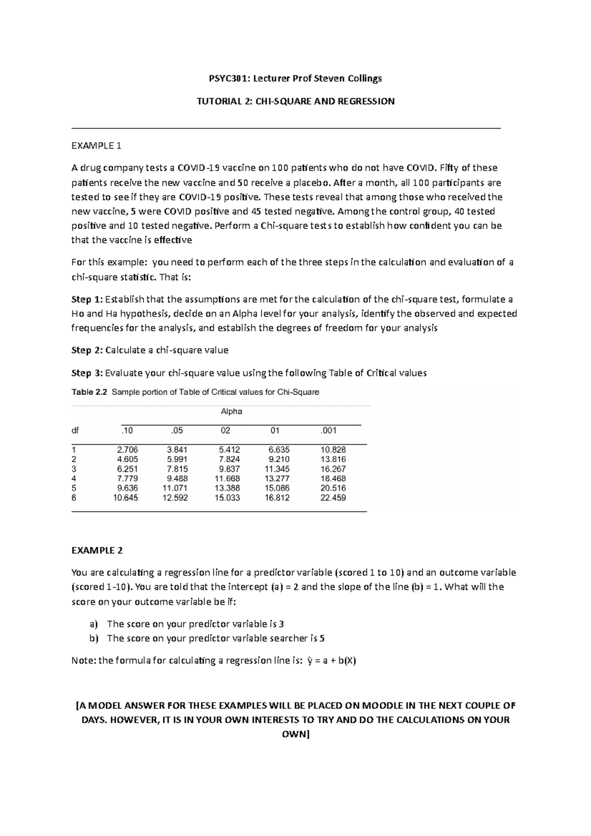 Tutorial 2 Model answer - PSYC301: Lecturer Prof Steven Collings ...