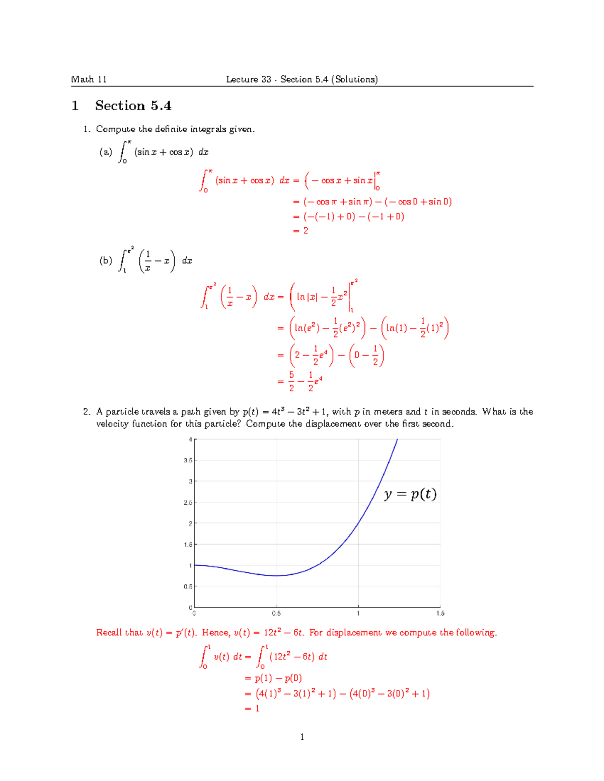 Lecture 33 solutions - Math 11 Lecture 33 - Section 5 (Solutions) 1 ...