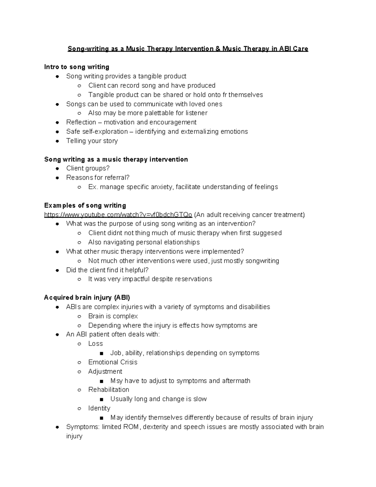 2MT3 Lecture #4 - Song-writing as a Music Therapy Intervention & Music ...