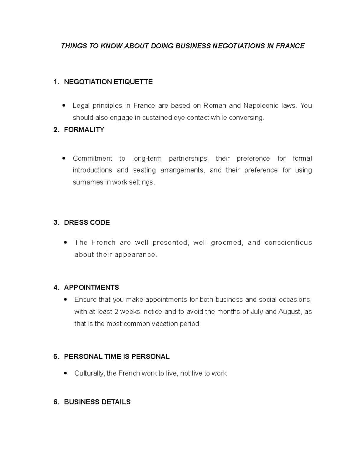 Things TO KNOW About Doing Business Negotiations IN France - THINGS TO ...