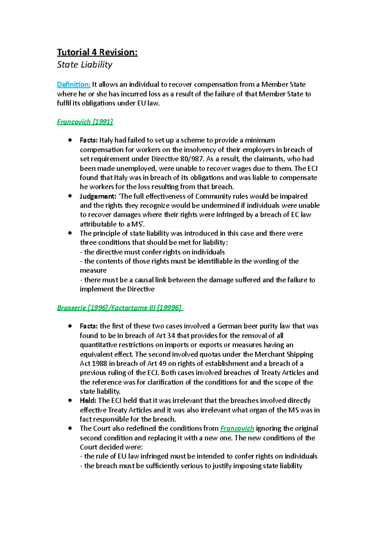 Tutorial 4 Revision - State liability - Tutorial 4 Revision: State ...