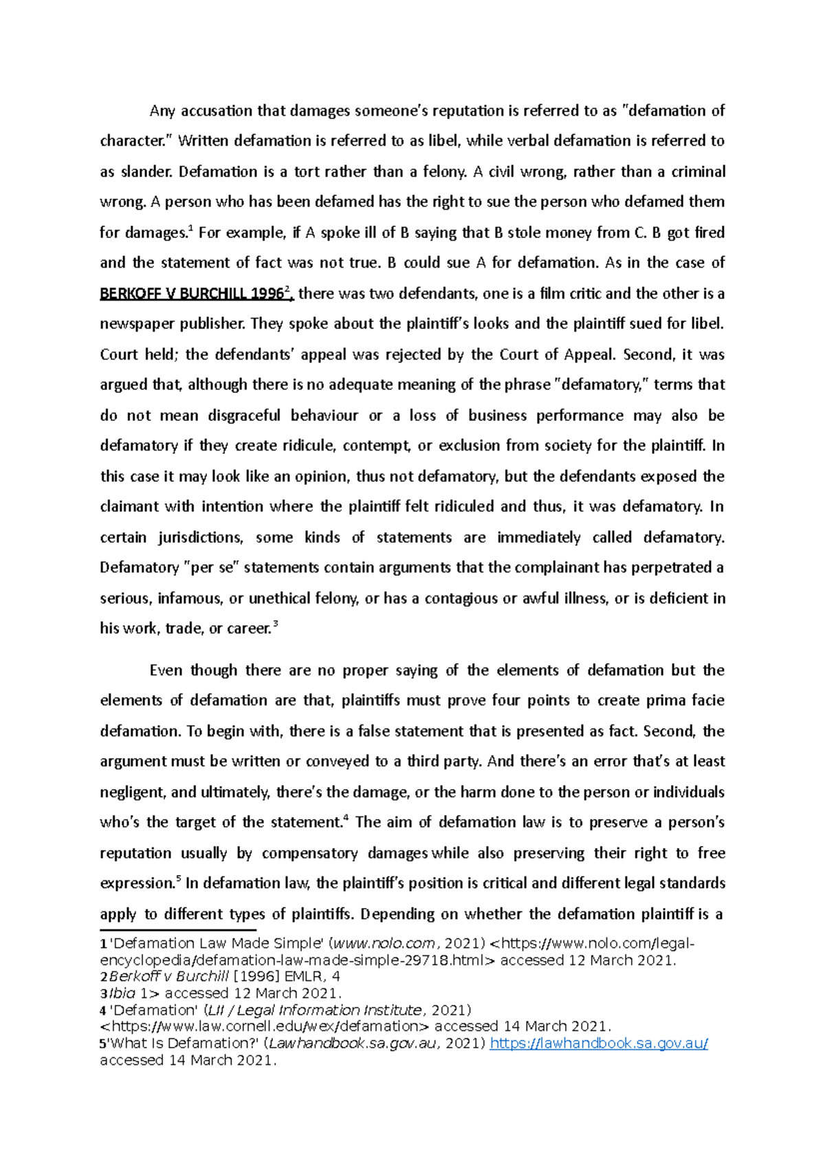 Defamation Act 2013 - Just to help other law student out - Any ...