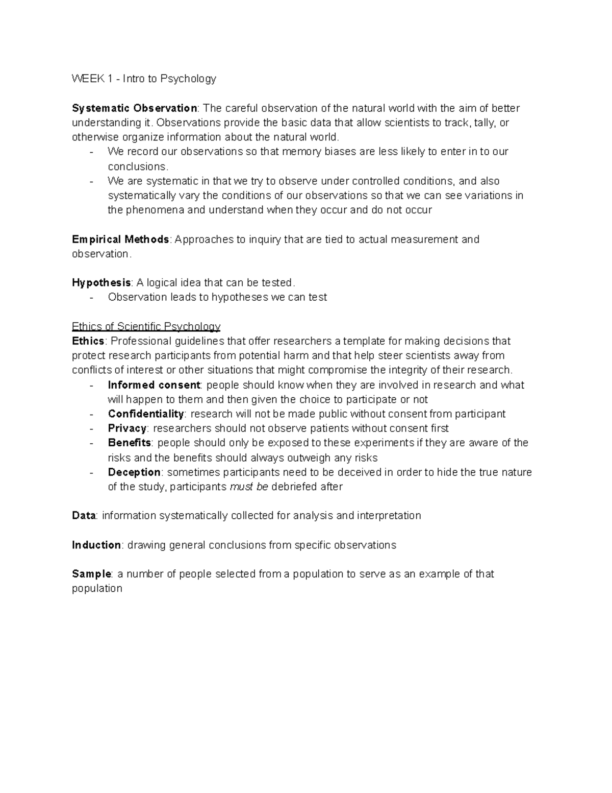 PSYC 100 Textbook Chapters - WEEK 1 - Intro to Psychology Systematic ...