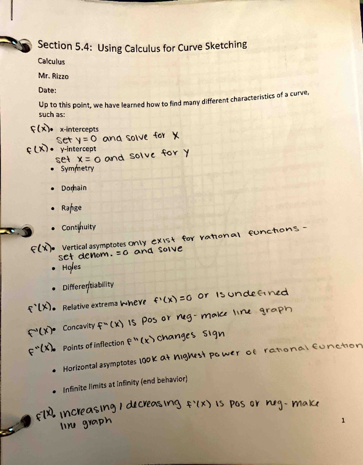 5.4: Using Calculus for Curve Sketching - Studocu