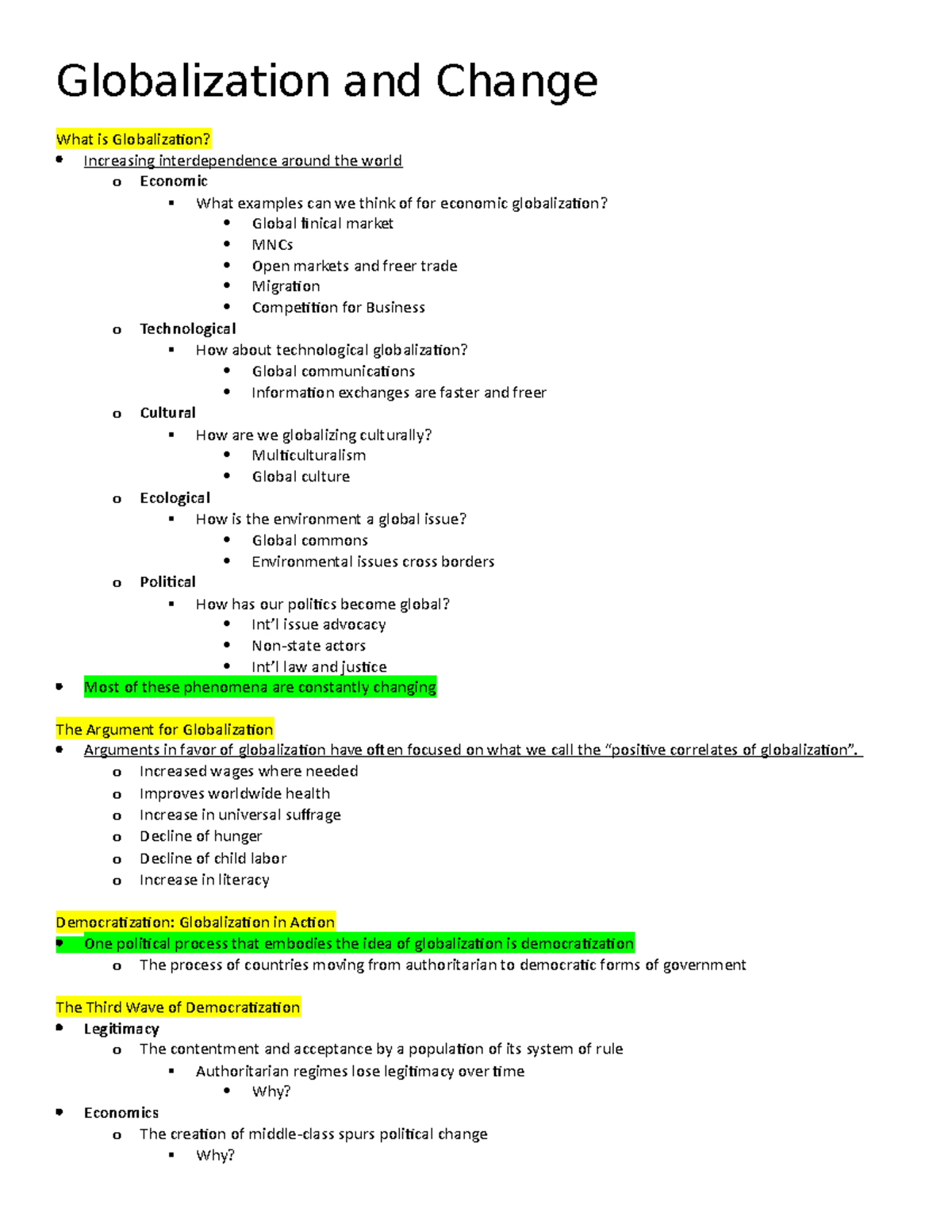 7.Globalization and Change - Globalization and Change What is ...