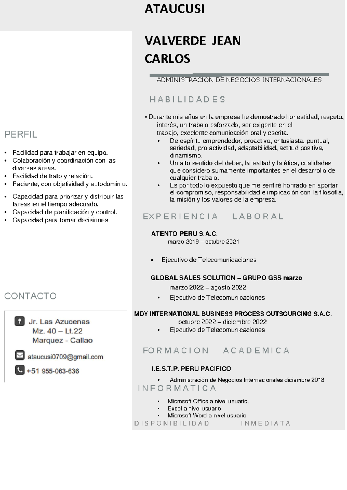 Cv jean - eeqxewed - ATAUCUSI VALVERDE JEAN CARLOS ADMINISTRACION DE ...
