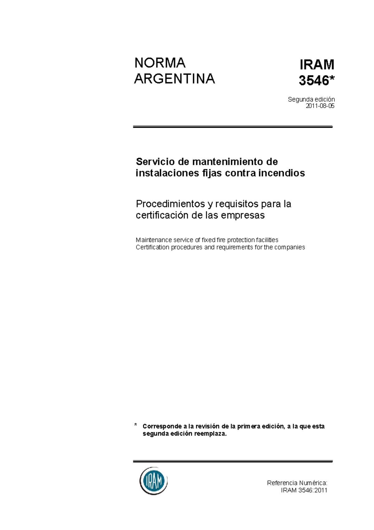 IRAM+3546+-+Serv.+de+mant - NORMA ARGENTINA IRAM 3546* Segunda edición ...