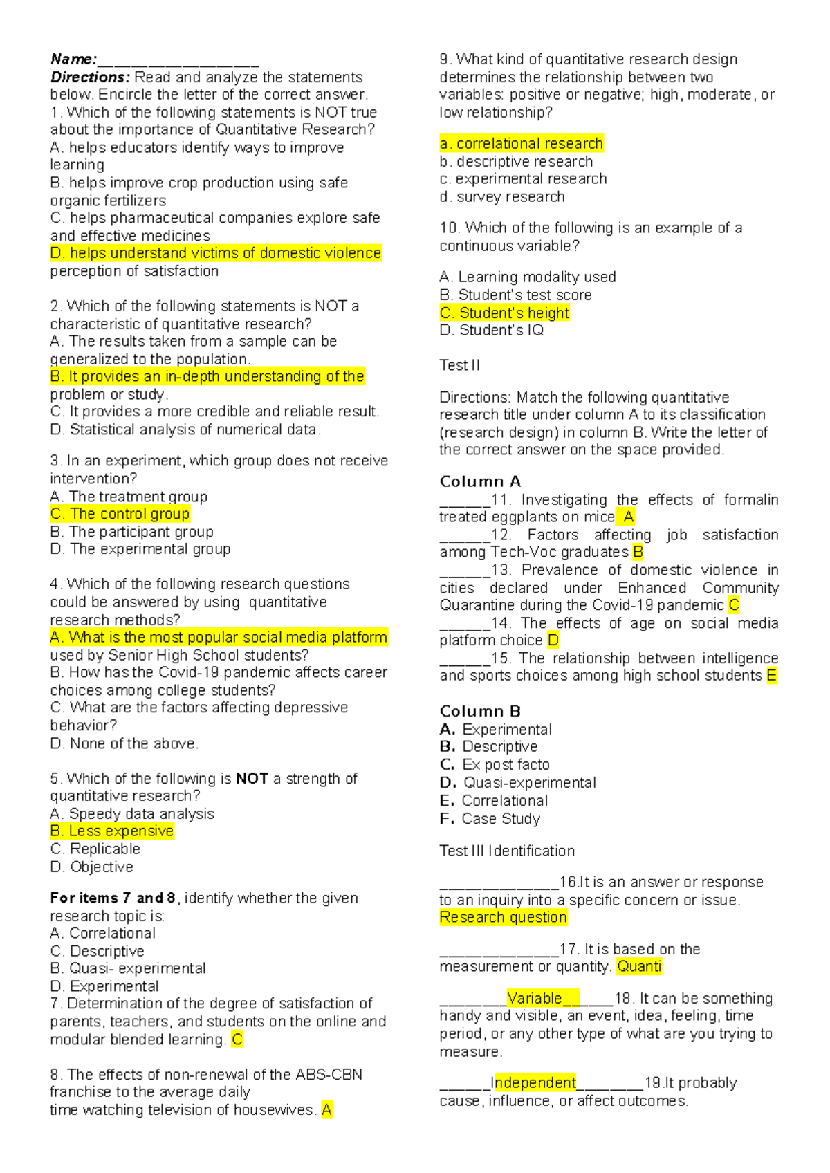 Summative gtest prac 2 - chapter test - Name ...