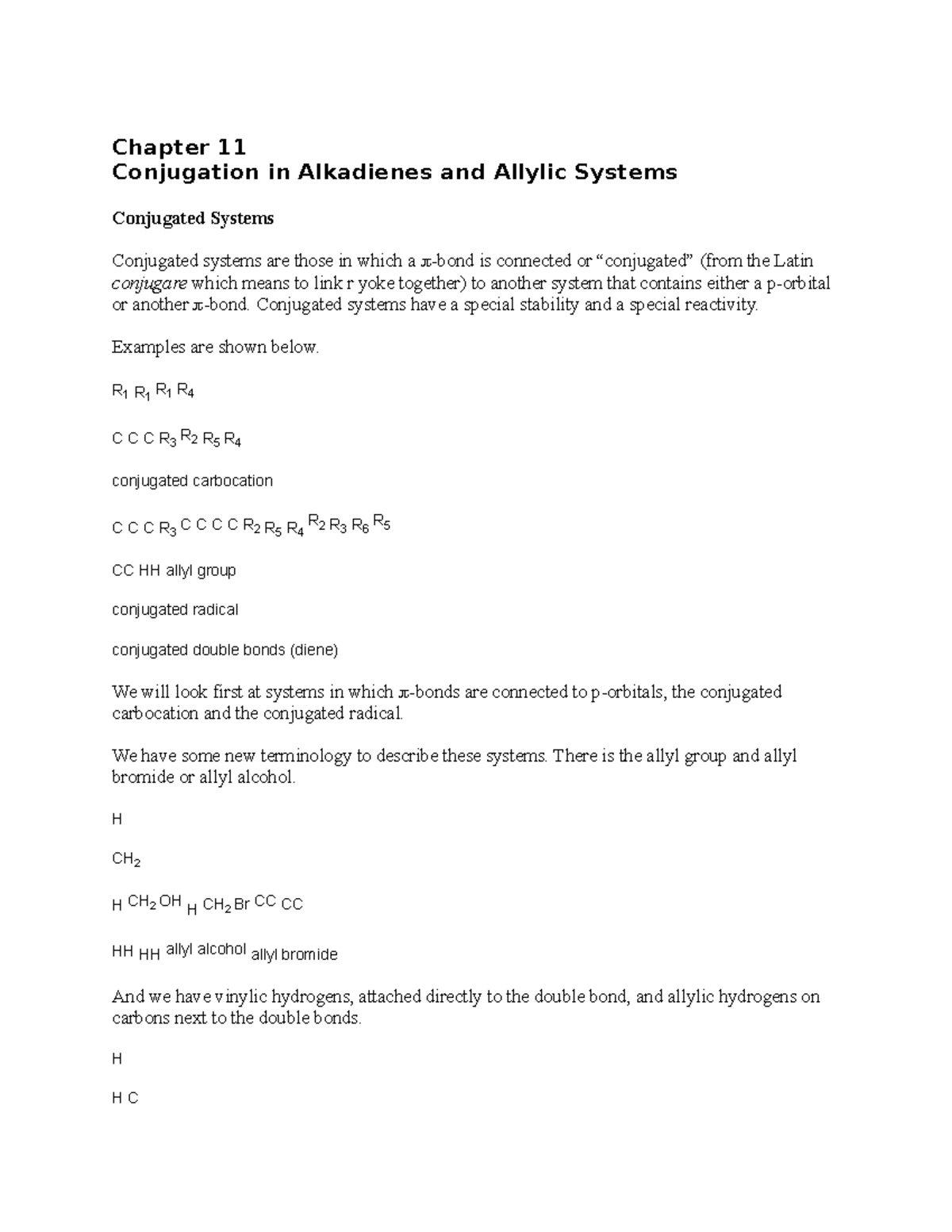 Chapter 11 - notes - Chapter 11 Conjugation in Alkadienes and Allylic ...