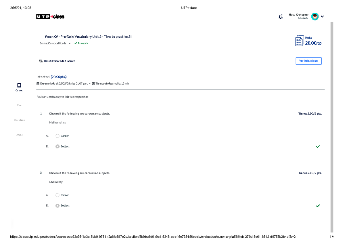Week 09 - Pre-Task Vocabulary Unit 2 - Time to practice 2 - Cursos Chat ...