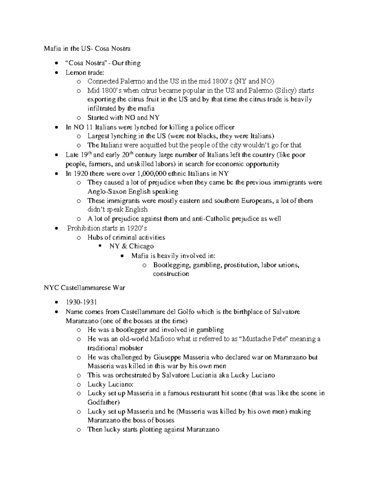 Mafia in the US+ Films - Mafia in the US- Cosa Nostra “Cosa Nostra ...