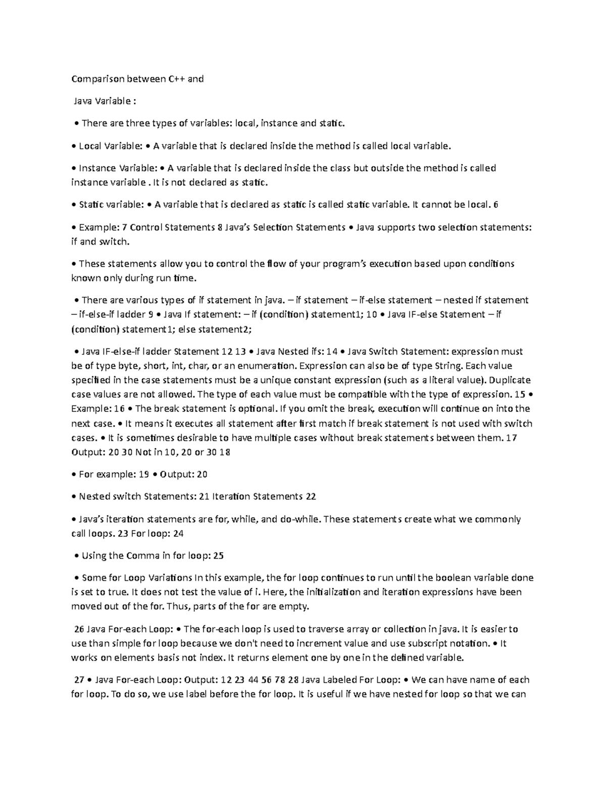 Comparison between C - Lecture notes 6 - Comparison between C++ and ...