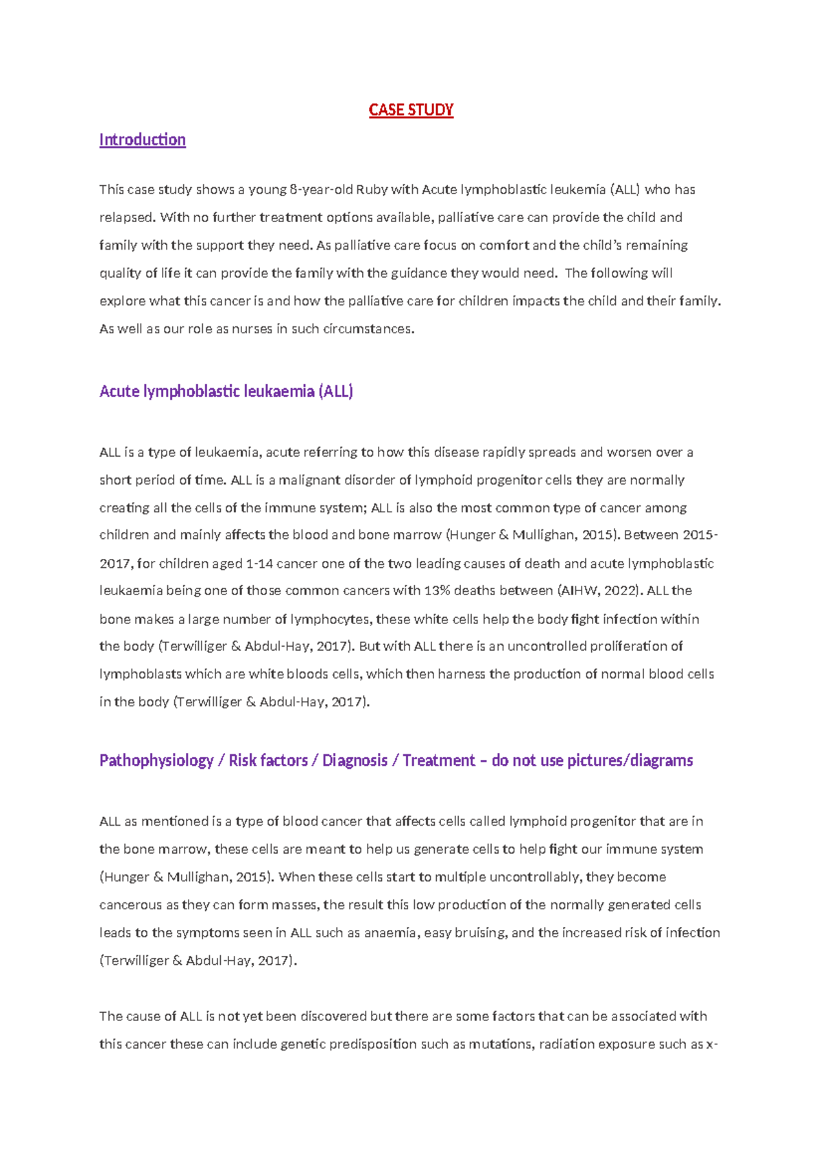 Assessment 2 Case study - CASE STUDY Introduction This case study shows ...