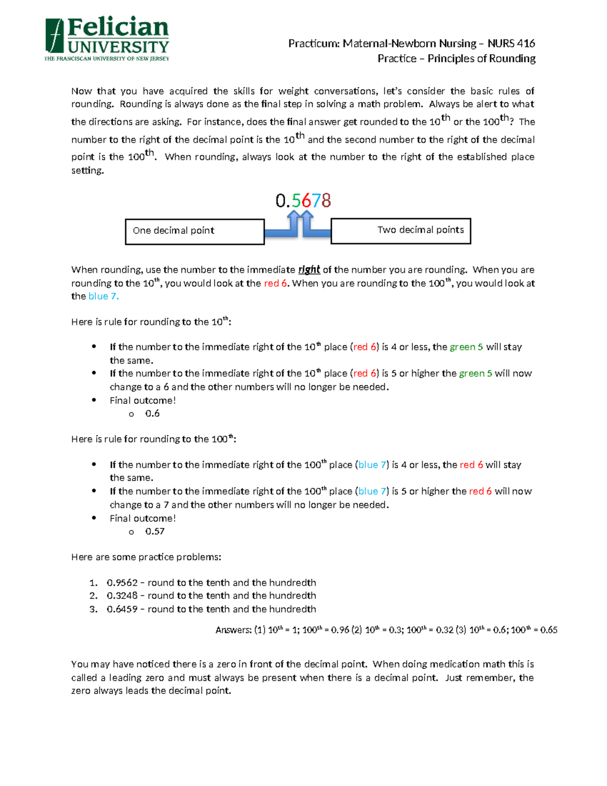 Practice - Principles of Rounding - Practicum: Maternal-Newborn Nursing ...