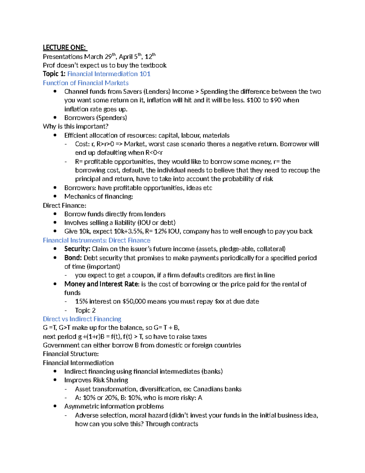 AFF 704 - notes - LECTURE ONE: Presentations March 29th, April 5th ...