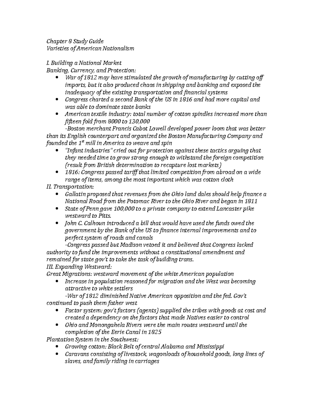 Chapter 8 study guide - Chapter 8 Study Guide Varieties of American ...