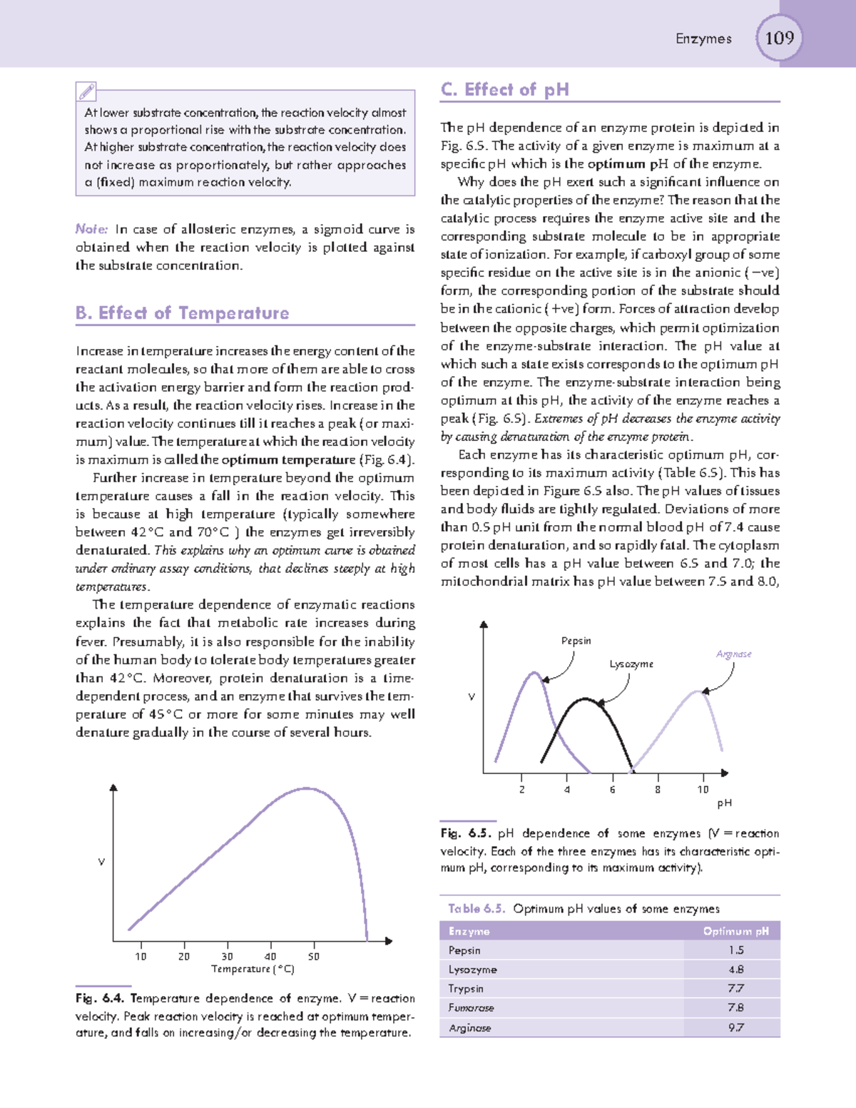 Biochemistry 1-44 - N/A - Enzymes 109 C. Effect of pH The pH dependence ...