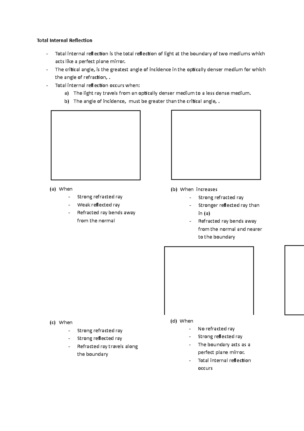 Total Internal Reflection - Total Internal Reflection Total internal ...