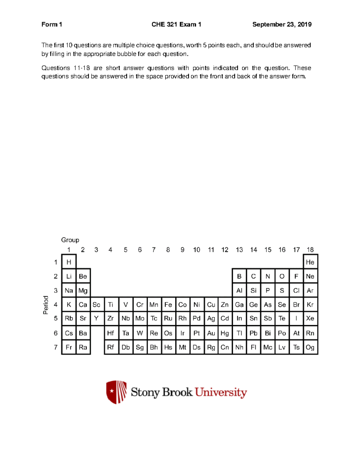 CHE321 Exam1 19 ans - 19 ans - The first 10 questions are multiple ...