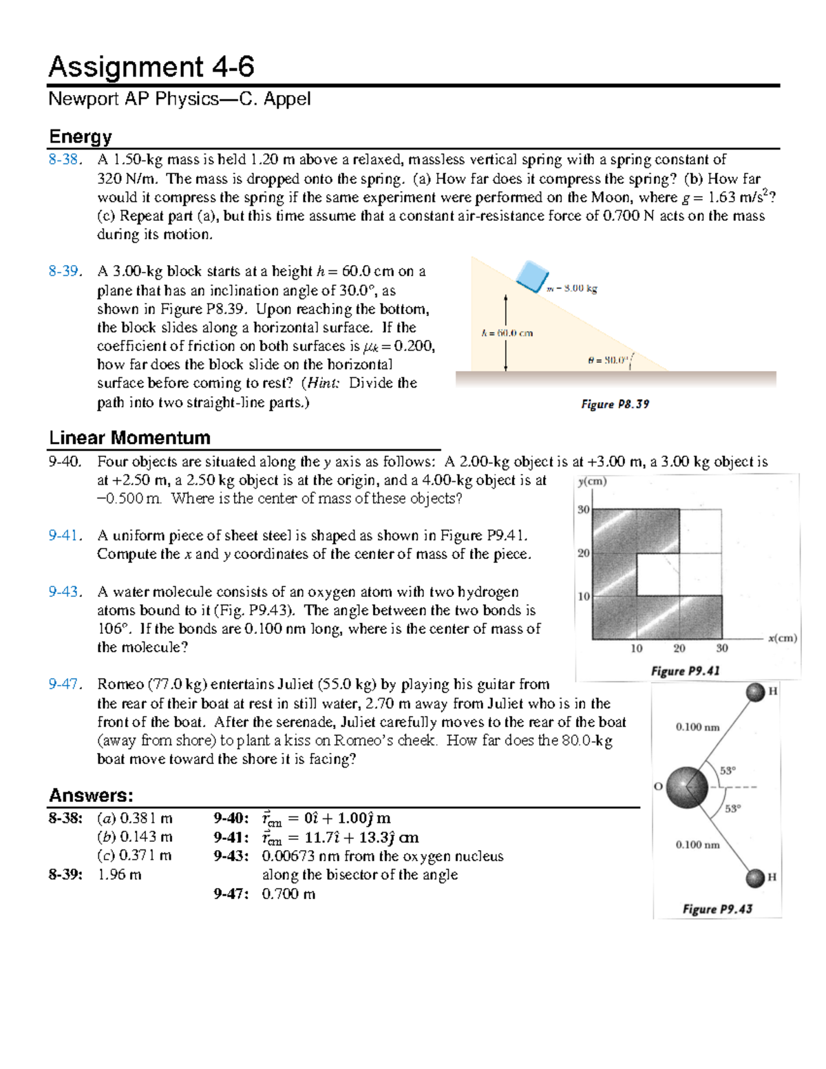 Homework - APC - Assignment 04-06 - 2022-2023 - Assignment 4- Newport AP Physics—C. Appel Energy ...
