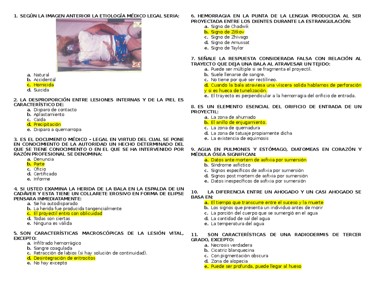 Legal - Preguntas - 1. SEGÚN LA IMAGEN ANTERIOR LA ETIOLOGÍA MÉDICO ...