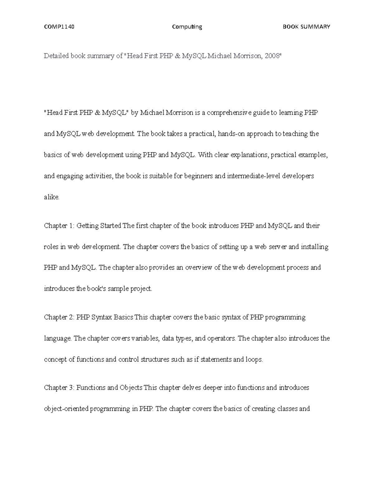 Detailed book summary of Head First PHP Michael Morrison 2008 ...