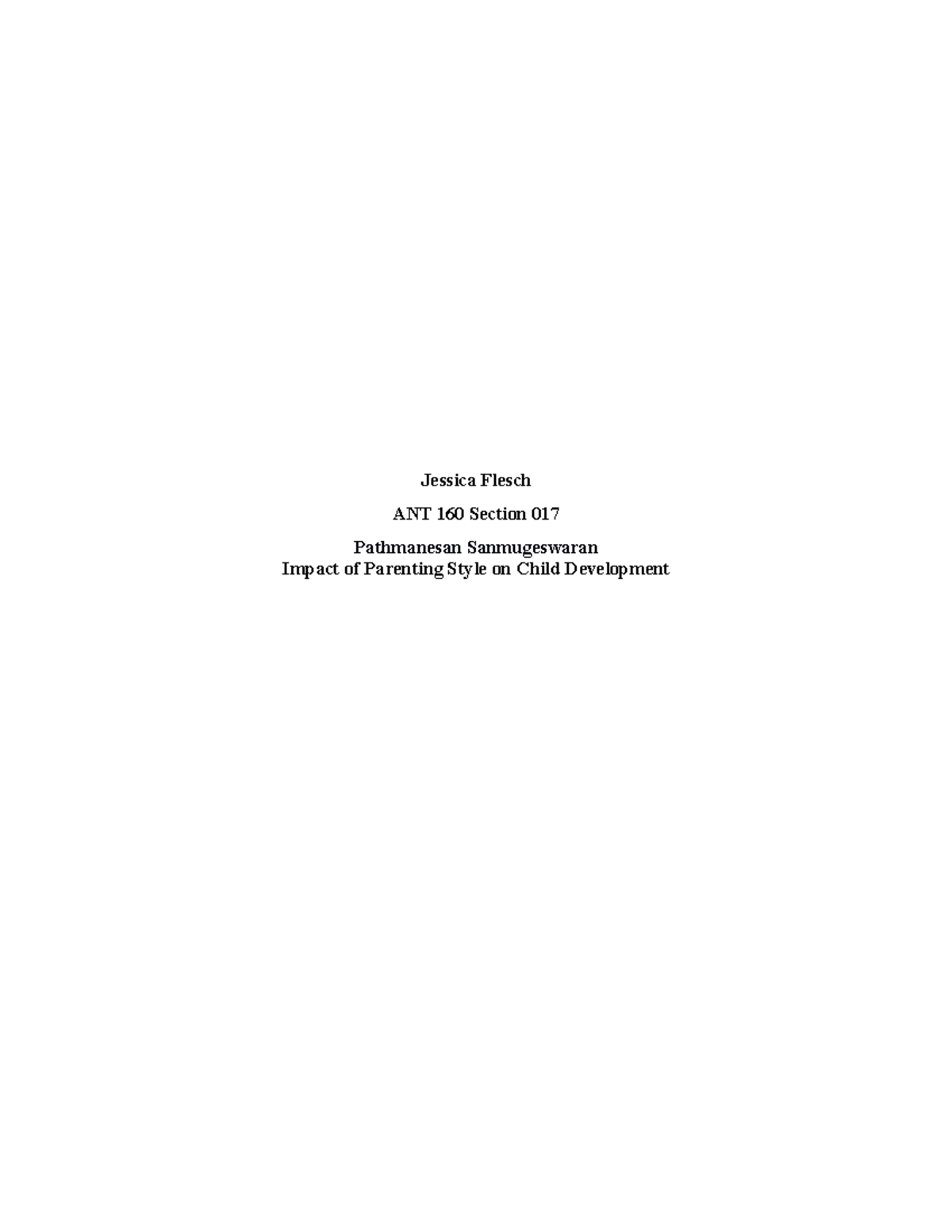 Academic Source Exercise - Jessica Flesch ANT 160 Section 017 ...
