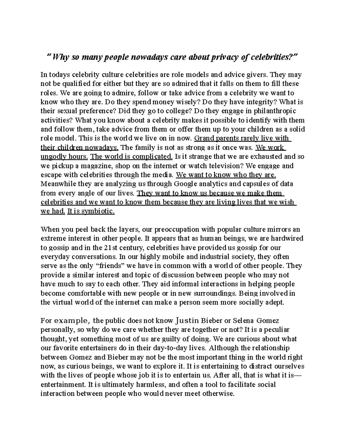 Why so many people nowadays care about privacy of celebrities - They ...