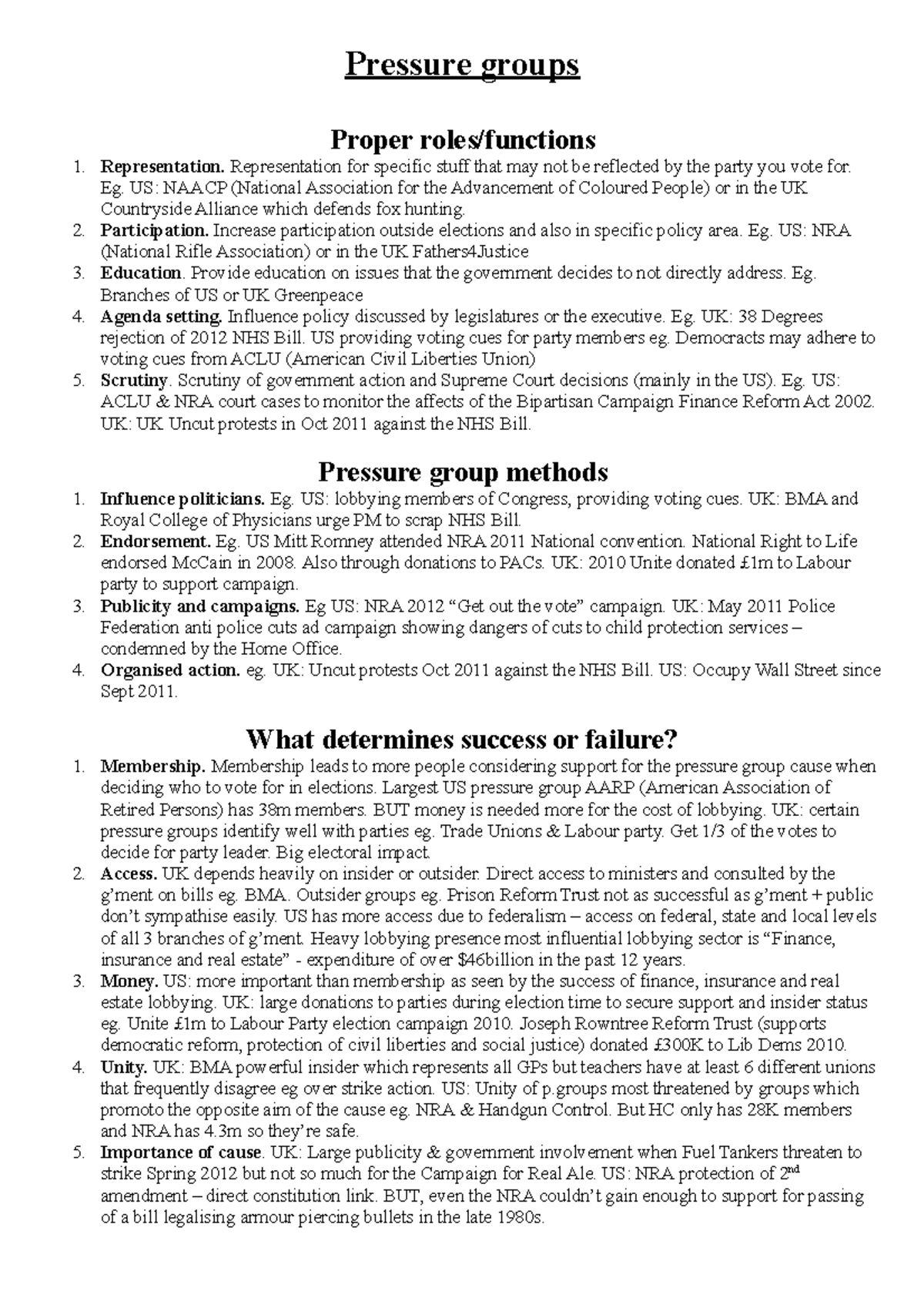 Synoptic Pressure Groups - Pressure groups Proper 1. Representation ...
