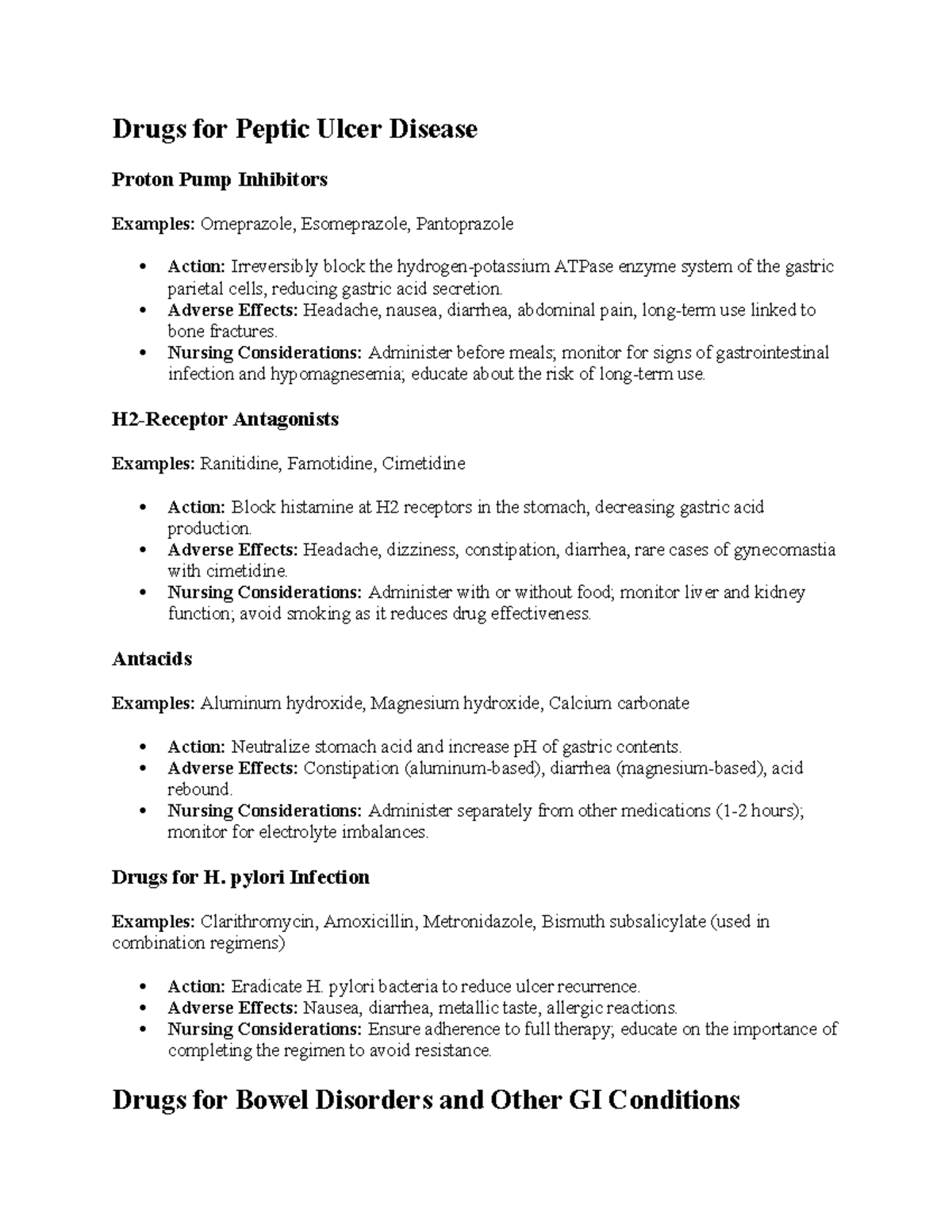 Drug - drugs assignment module 8 - Drugs for Peptic Ulcer Disease ...