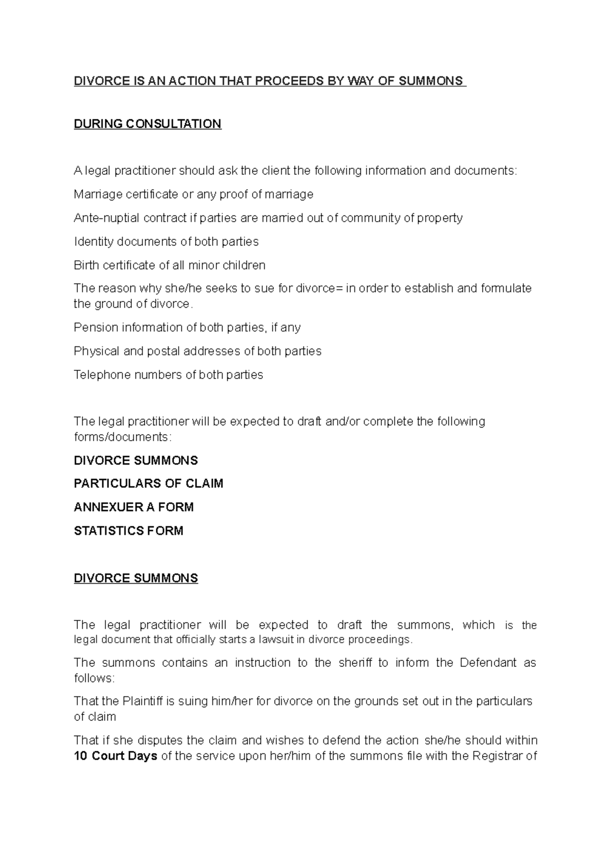 2022 Divorce Proceedings 1 - DIVORCE IS AN ACTION THAT PROCEEDS BY WAY ...