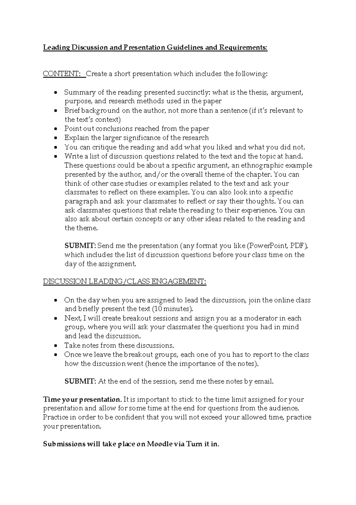 Group Work Guide and Requirements - Leading Discussion and Presentation ...