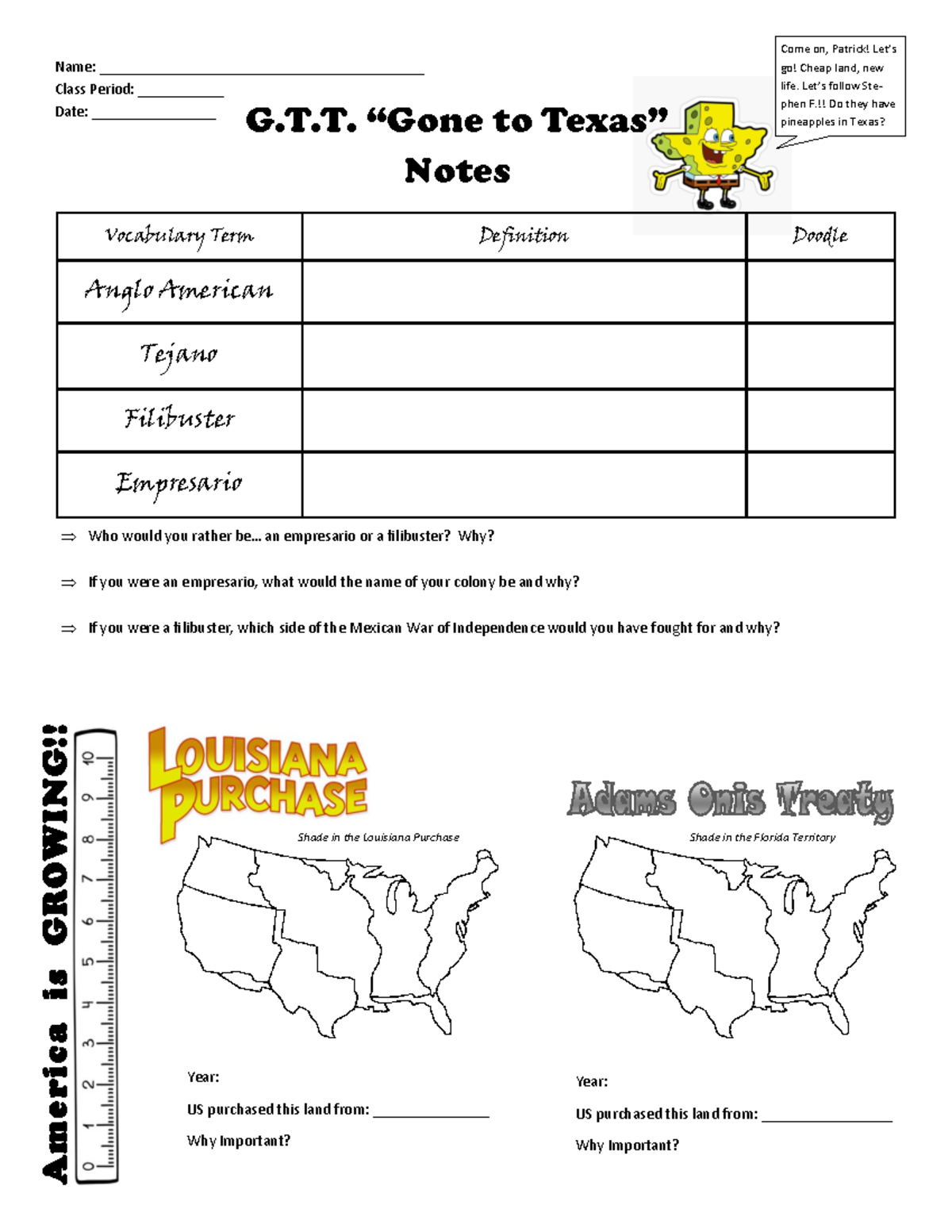 Gone+to+Texas+Notes+Student+Handout - Name ...