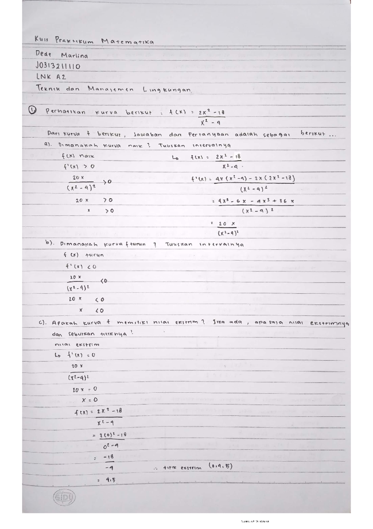 Math curve material practicum - Pengantar Matematika - Studocu